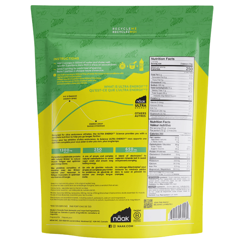 Näak Ultra Energy™ Drink Mix | Lime - 720g Bag - Näak NA